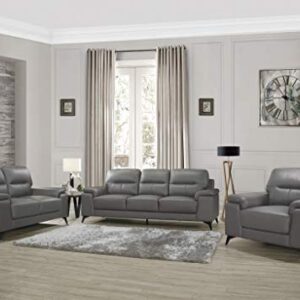 Homelegance 67" Leather Loveseat, Dark Gray