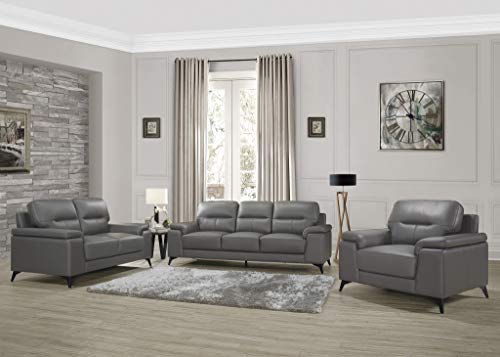 Homelegance 67" Leather Loveseat, Dark Gray