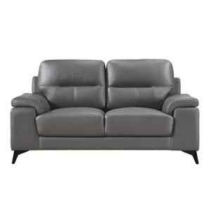 Homelegance 67" Leather Loveseat, Dark Gray