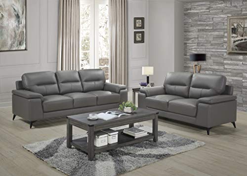 Homelegance 67" Leather Loveseat, Dark Gray