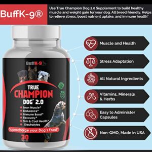 True Champion Dog 2.0 Most Complete Dog Muscle and Health Supplement, Vet & Nutritionist Developed, Safe and 100% All Natural (for Puppies & Adults), Calming, Lean Weight Gain, Dog Health