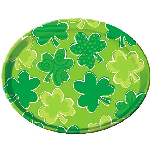 Amscan St. Patrick's Day Round Plastic Platter-13 Green, 1 Pc, 13 1/2"