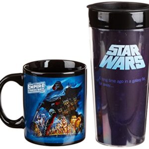 Vandor 53334 Star Wars Ceramic Mug and 16 Ounce Plastic Travel Mug Gift Set, 12-Ounce, Multicolored