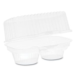 pactiv evergreen clearview bakery cupcake container, 2-compartment, 6.75 x 4 x 4, clear, 100/carton (2002)