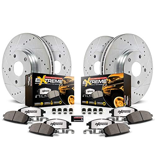 Power Stop K4033-36 Front and Rear Z36 Truck & Tow Brake Kit, Carbon Fiber Ceramic Brake Pads and Drilled/Slotted Brake Rotors