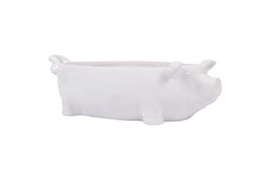 creative co-op farmhouse ceramic pig shaped bowl, white