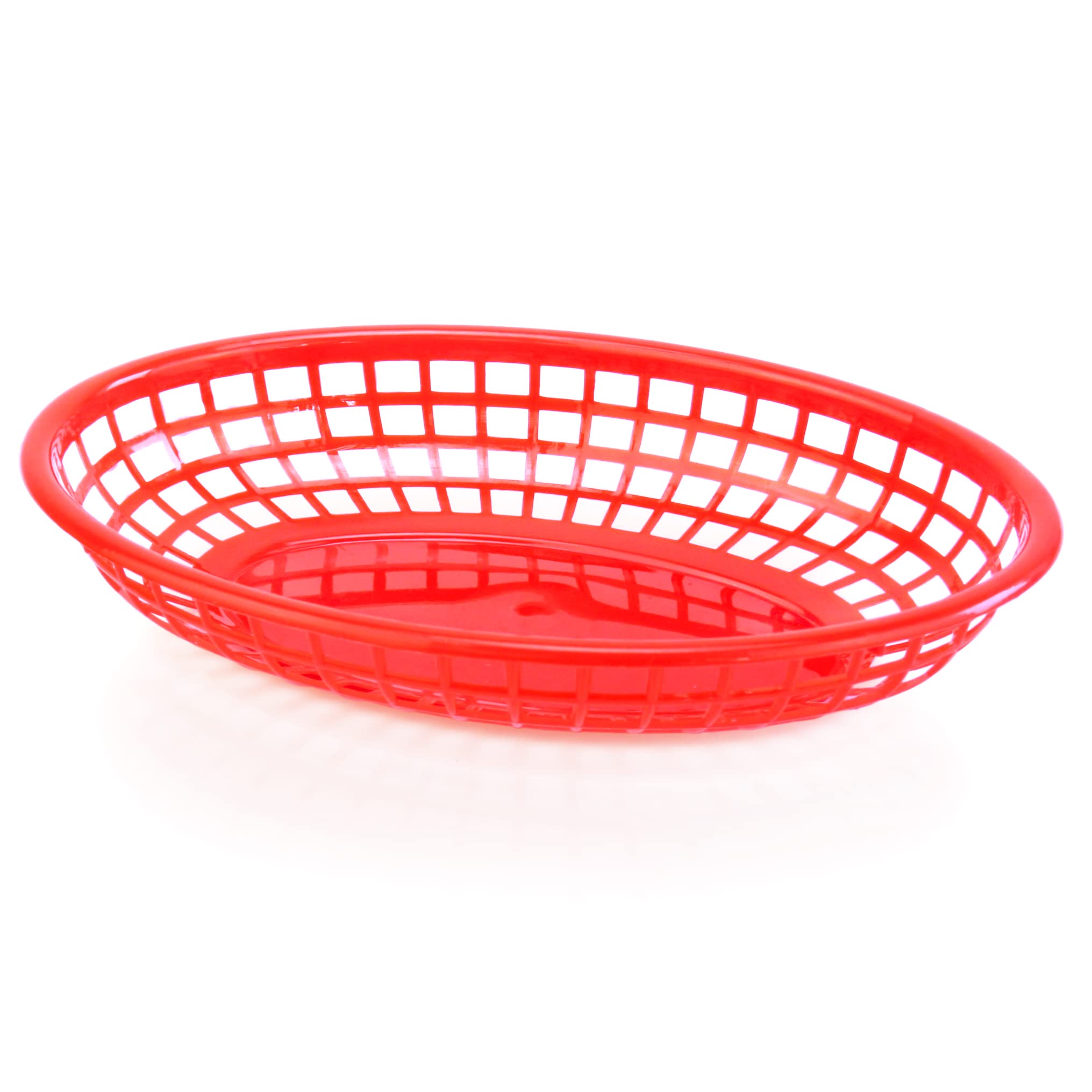 New Star Foodservice 44164 Fast Food Baskets, 9 1/4-Inch x 6-Inch Oval, Set of 12, Red