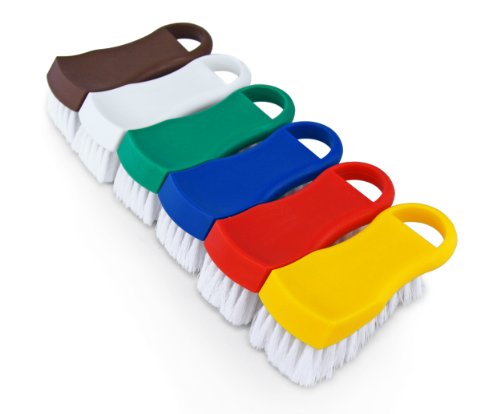 New Star Foodservice 34042 Cutting Board Brushes, 6" x 2.5" x 2", Multicolor, Set of 6