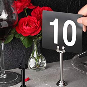 New Star Foodservice 23145 Double Side Plastic Table Numbers, 1 to 25, 4" x 4", Light Grey on Black