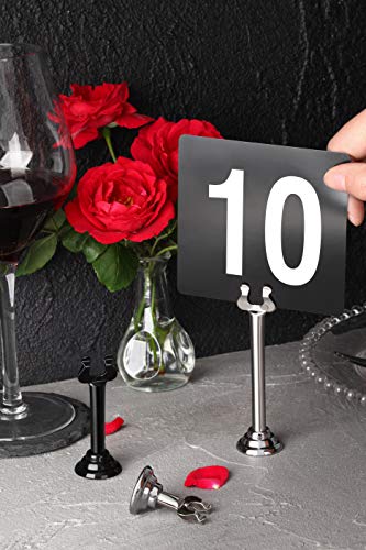 New Star Foodservice 23145 Double Side Plastic Table Numbers, 1 to 25, 4" x 4", Light Grey on Black