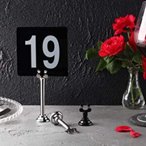 New Star Foodservice 23145 Double Side Plastic Table Numbers, 1 to 25, 4" x 4", Light Grey on Black