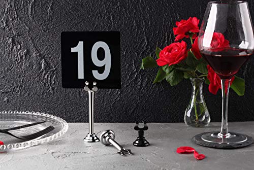 New Star Foodservice 23145 Double Side Plastic Table Numbers, 1 to 25, 4" x 4", Light Grey on Black