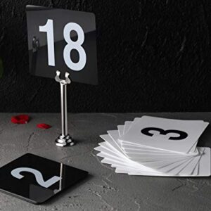 New Star Foodservice 23084 1-100 Double Side Plastic Table Numbers, 4" x 4" Inch, Light Grey on Black