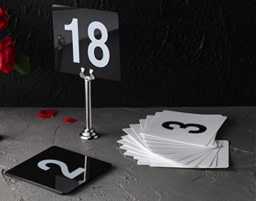 New Star Foodservice 23084 1-100 Double Side Plastic Table Numbers, 4" x 4" Inch, Light Grey on Black