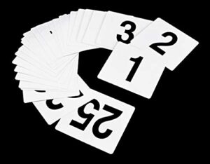 new star foodservice 23114 1-25 double sided table numbers, 4" x 4" inch, white