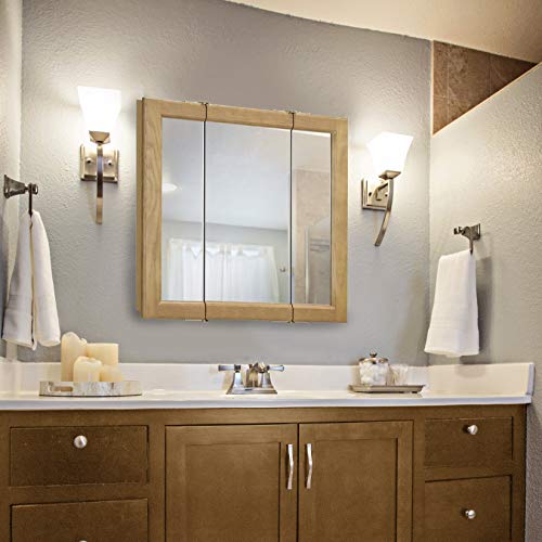 DESIGN HOUSE DHI 545285 3-Door OAK TRIVIEW MED CABINET Honey Oak, 36" W x 30" H