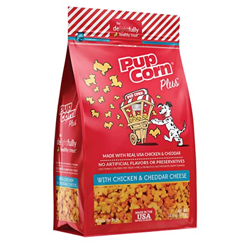 Pupcorn Plus Puffed Dog Treats w/ Prebiotic & Probiotics, cheese, 14.5 oz (Pack of 1)