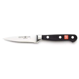 wÜsthof classic 3.5" serrated paring knife, black, stainless steel