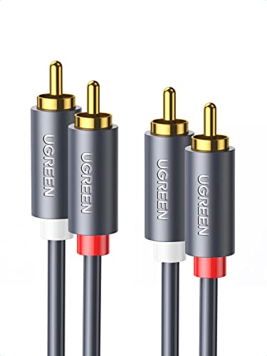 UGREEN RCA Cable, 6FT 2RCA Male to 2RCA Male Stereo Audio Cable Gold Plated Car Audio Subwoofer Adapter Dual Shielded Red and White Cord for Home Theater Amplifier Hi-Fi System Car Audio Speaker