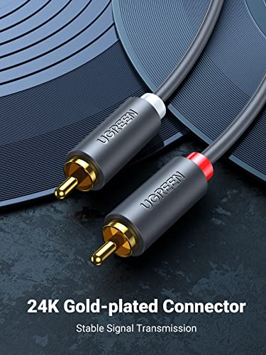 UGREEN RCA Cable, 6FT 2RCA Male to 2RCA Male Stereo Audio Cable Gold Plated Car Audio Subwoofer Adapter Dual Shielded Red and White Cord for Home Theater Amplifier Hi-Fi System Car Audio Speaker