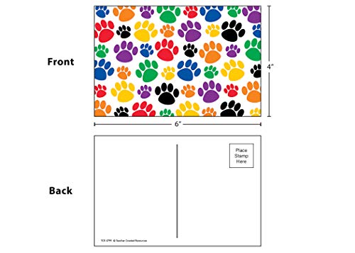 Teacher Created Resources Colorful Paw Prints Postcard (4799), Multi