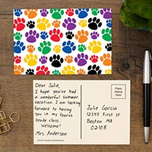 Teacher Created Resources Colorful Paw Prints Postcard (4799), Multi