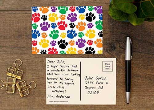 Teacher Created Resources Colorful Paw Prints Postcard (4799), Multi