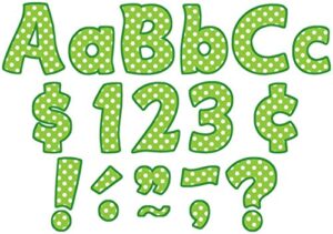 teacher created resources lime polka dots funtastic font 4" letters combo pack (tcr5345)