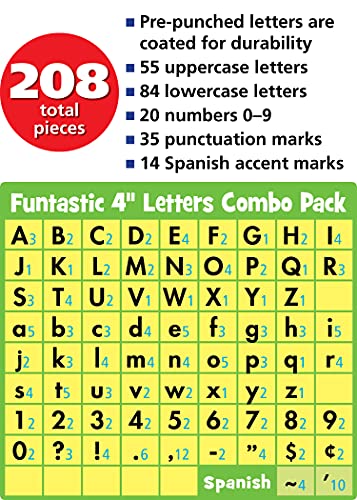 Teacher Created Resources Black Polka Dots Funtastic Font 4" Letters Combo Pack