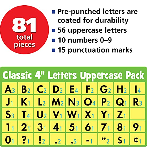 Teacher Created Resources Black Classic Font 4" Letters Uppercase Pack