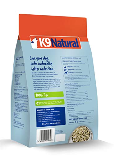 Freeze Dried Dog Food Booster By K9 Natural - Perfect Grain Free, Healthy, Hypoallergenic Limited Ingredients For All Dogs - Raw, Freeze Dried Mixer - 100% Green Tripe Nutrition For Dogs - 7Oz Pack