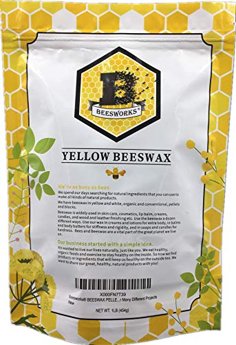 Beesworks Beeswax Pellets, Yellow, 1lb-Cosmetic Grade-Triple Filtered Beeswax (1)