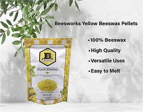 Beesworks Beeswax Pellets, Yellow, 1lb-Cosmetic Grade-Triple Filtered Beeswax (1)