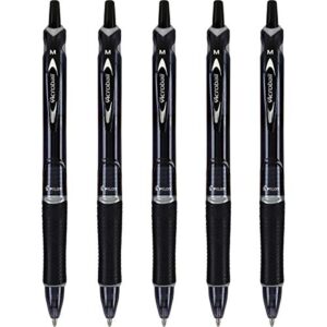 PILOT Acroball Colors Advanced Ink Refillable & Retractable Ball Point Pens, Medium Point, Black Ink, 5-Pack (31807)