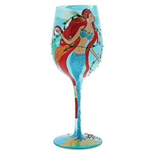 Enesco Wine Glass Mermaid Drinkware, 1 Count (Pack of 1), Blue/Green/Orange/Brown