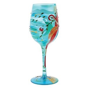 Enesco Wine Glass Mermaid Drinkware, 1 Count (Pack of 1), Blue/Green/Orange/Brown