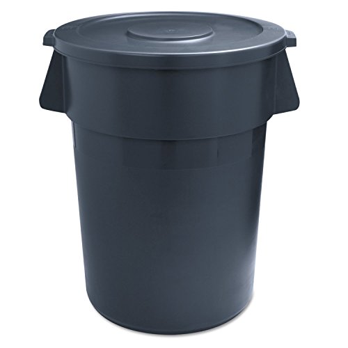 UNISAN 32GLWR GRA Round Waste Receptacle, Plastic, 32 Gallon Capacity, Gray