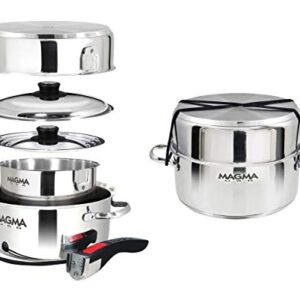 MAGMA Products, A10-362-IND 7 Piece Induction Cook-Top Gourmet Nesting Stainless Steel Cookware Set, Black