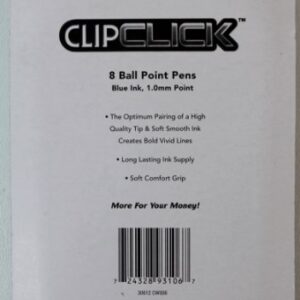 Clipclick Retractable Ball Point Pens 1.0mm Blue Ink Set of 8 (3 packs of 8)