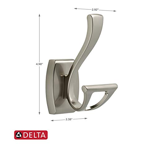 DELTA Dansant Towel Hook, Robe Hook Satin Nickel Towel Holder for Bathroom, Bathroom Accessories, 135241 2.4 x 2.9 x 4.8 Inches