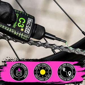 Muc Off C3 Ceramic Dry Chain Lube, 120 Milliliters - Premium Bike Chain Lubricant with UV Tracer Dye - Formulated for Dry and Dusty Weather Conditions