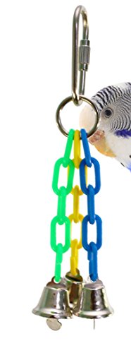 Bonka Bird Toys 1532 Tiny 3 Bell Bird Toy Parrot Cage Toys Cages Budgie Parakeet Parrotlet Lovebird Quality Product Hand Made in The USA