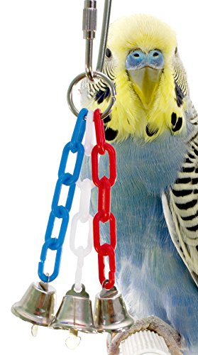 Bonka Bird Toys 1532 Tiny 3 Bell Bird Toy Parrot Cage Toys Cages Budgie Parakeet Parrotlet Lovebird Quality Product Hand Made in The USA