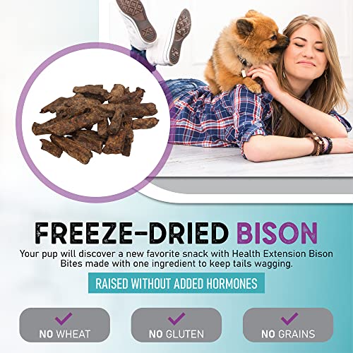 Health Extension Freeze Dried Dog Treat, Gluten & Grain-Free, Puppy Training Treats, Freeze - Dried Bison (4.5 Oz / 127 g)