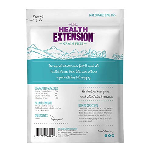 Health Extension Freeze Dried Dog Treat, Gluten & Grain-Free, Puppy Training Treats, Freeze - Dried Bison (4.5 Oz / 127 g)