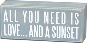 primitives by kathy 19111 beach-inspired blue box sign, 6 by 2.5-inch, and a sunset