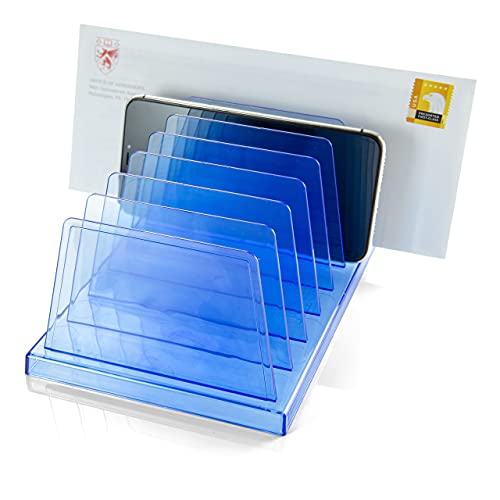 Officemate Blue Glacier Standard Sorter, 7 Compartments, Transparent Blue (23214)