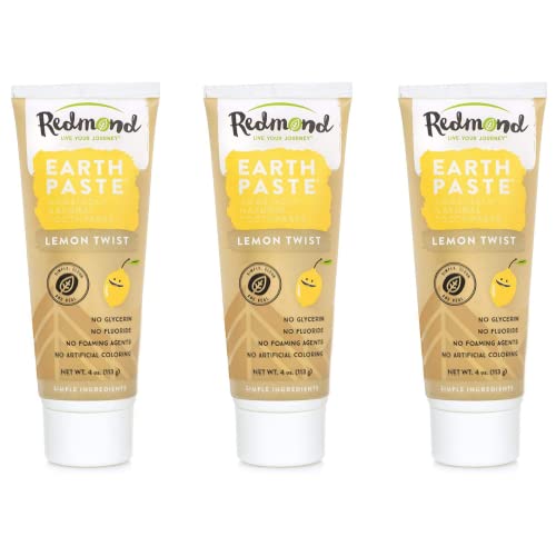 REDMOND - Earthpaste All Natural Non-Fluoride Vegan Organic Non GMO Real Ingredients Toothpaste, Lemon Twist, 4 Ounce, (3 Pack)