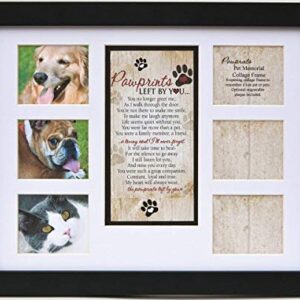 Pet Memorial Collage Frame for Dog or Cat with Sympathy Pawprints Left by You Poem - Made in the USA