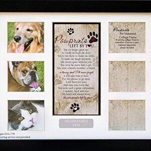 Pet Memorial Collage Frame for Dog or Cat with Sympathy Pawprints Left by You Poem - Made in the USA